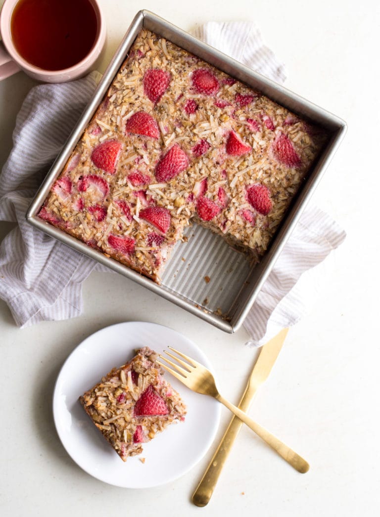 Strawberry Coconut Breakfast Bake - Wholesomelicious