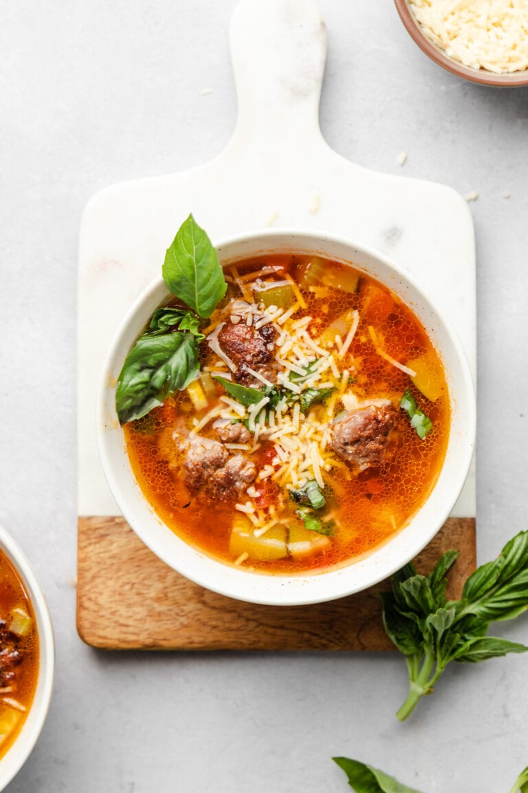 Ground Beef Meatball Minestrone Soup - Wholesomelicious
