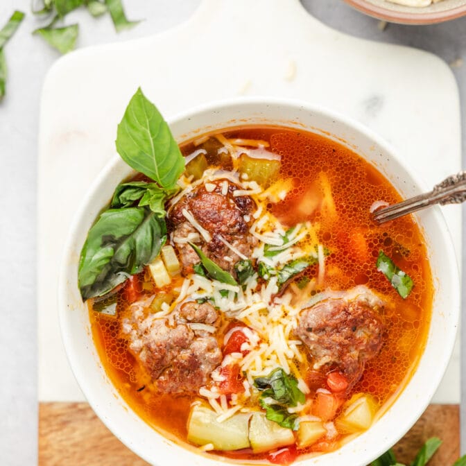 Ground Beef Meatball Minestrone Soup - Wholesomelicious
