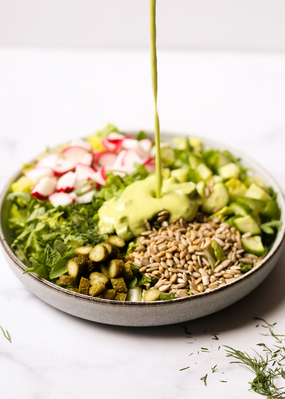 Creamy Homemade Dill Pickle Salad Dressing - Wholesomelicious