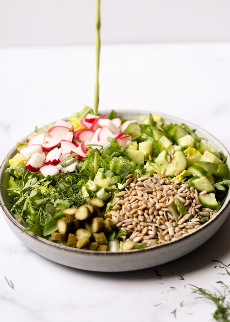 Quick and Fresh Chopped Dill Pickle Salad - Wholesomelicious