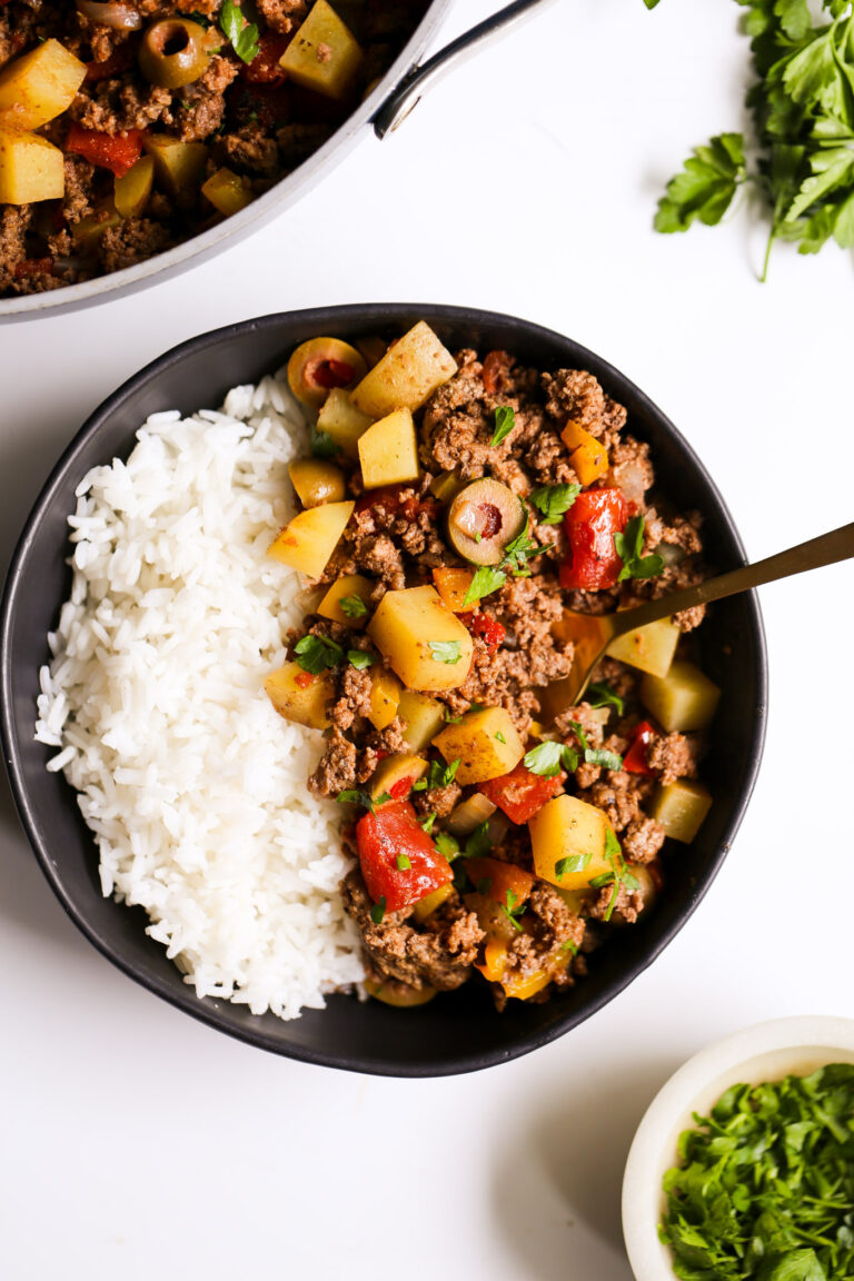 30-Minute Skillet Ground Beef Picadillo - Wholesomelicious